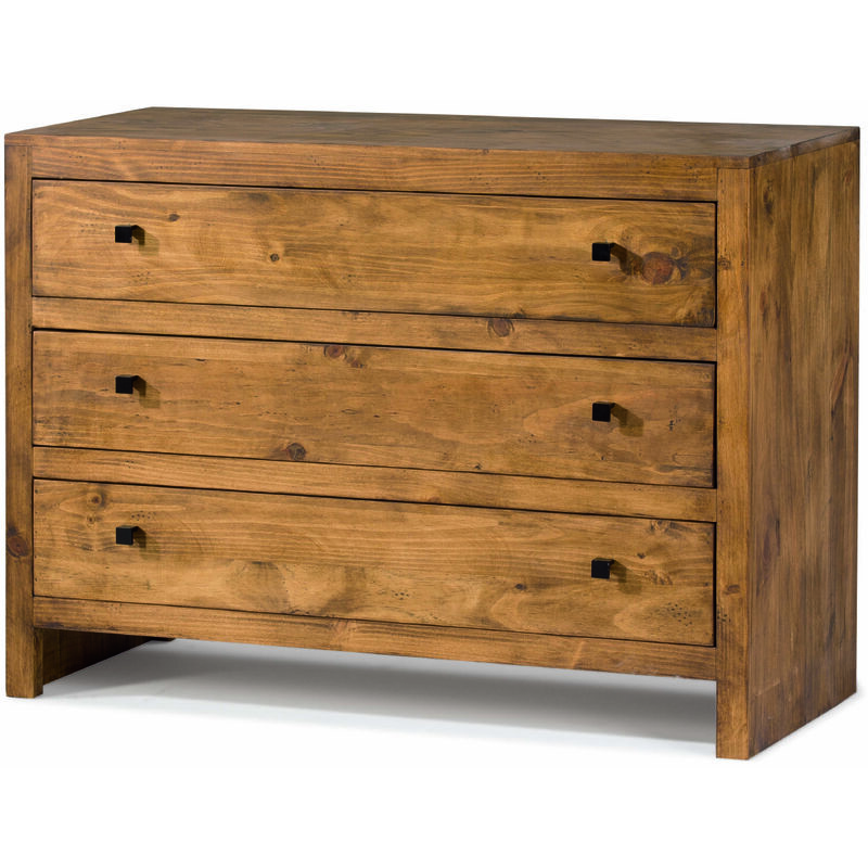 Commode, meuble de rangement en pin massif coloris naturel - Longueur 110 x Profondeur 45 x ...