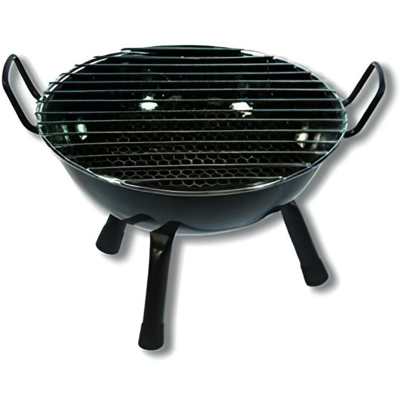 Barbecue rond vitrifié pour table en Acier inoxydable coloris Noir - 36 ...
