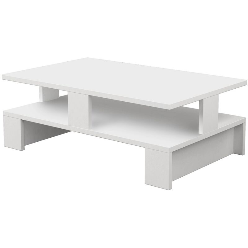 Table basse, table de salon coloris blanc - longueur 80 x profondeur 50 ...