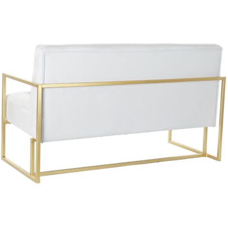 Canapé de salon capitoné en polyester bleu ciel et métal doré ...