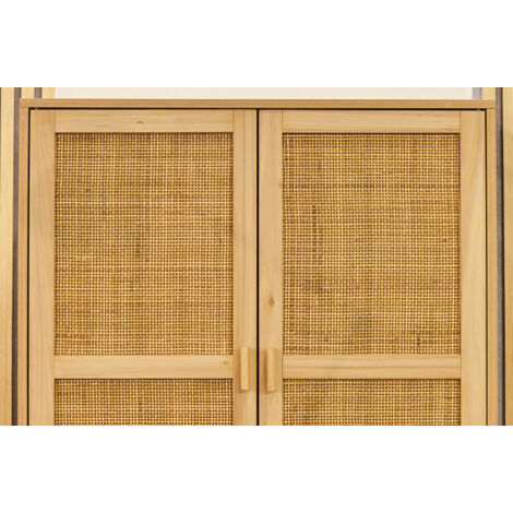 Armoire basse, placard en décor pin coloris naturel - Longueur 80 x ...