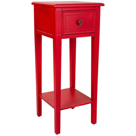Table d'appoint en bois avec 1 tiroir coloris rouge - Longueur 33 x ...