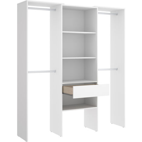 Armoire dressing en bois mélaminé avec 1 colonne et penderies coloris ...