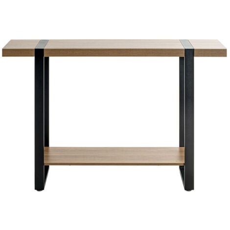 Meuble console, table console en bois coloris chêne et métal noir ...