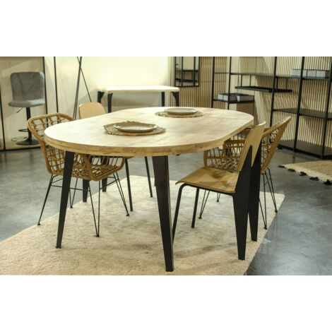 Table à manger, table de repas ronde extensible en bois coloris chêne ...