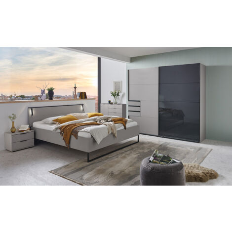 Commode de rangement grise et graphite 130 cm pour salon moderne ...