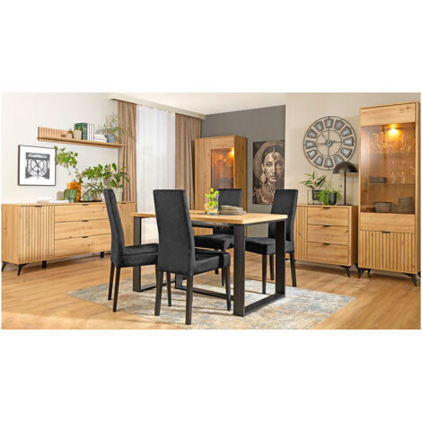 Commode Buffet à 2 portes et 3 tiroirs,coloris Chêne artisan - Longueur ...