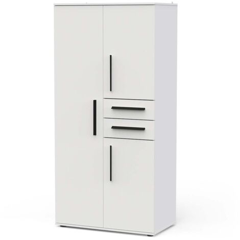 Amoire placard de rangement 3 portes et 2 tiroirs couleur blanc mat ...