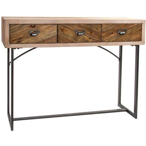 Console / Table console en métal coloris naturel - Longueur 110 x ...