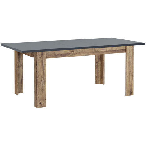 Table à manger, table de salon extensible coloris chêne, graphite ...