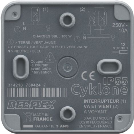 DEBFLEX - CYKLONE IP55 Va et Vient Lumineux Anthracite