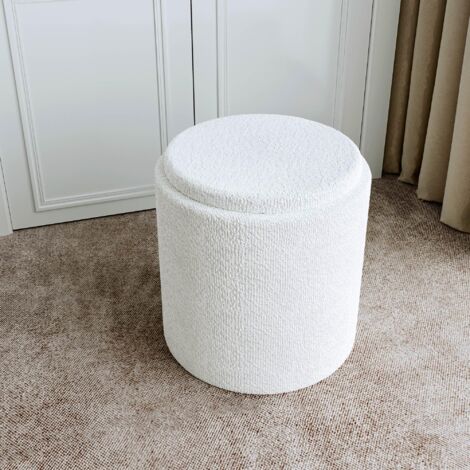 Hailey Ivory Boucle Storage Stool for Bedroom Living Room Home Decoration