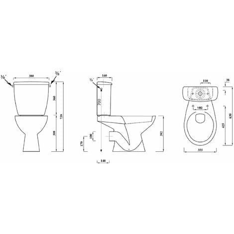 Aqualine Juan WC - WC monoblocco, sacrico posteriore, bianco LC2154