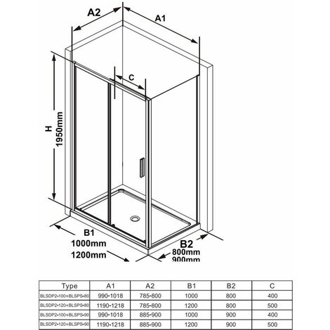 Ravak Blix - Anta doccia BLSPS-90, 89-90 cm, nero/vetro trasparente ...