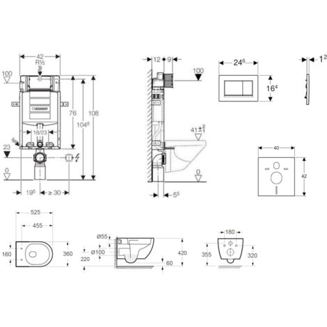 Geberit Combifix - Set con modulo di installazione, vaso WC Vortex e ...
