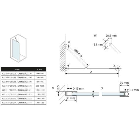 Gelco Vario - Parete doccia Walk-In, 80 cm, Coated Glass, bianco/vetro ...
