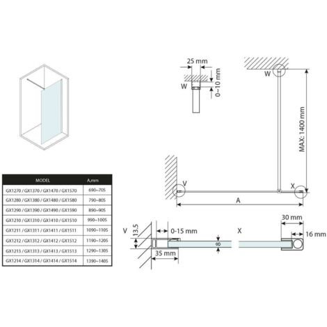 Gelco Vario - Parete doccia Walk-In, 120 cm, Coated Glass, bianco/vetro ...