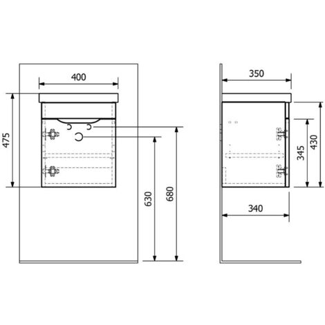 Sapho Ella - Mobile lavabo 375x430x340 mm, 1 anta, sinistra, bianco ...