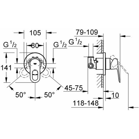 Grohe BauLoop - Miscelatore doccia ad incasso, con corpo incasso, cromo ...