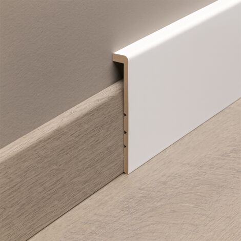 Lot de 6 surplinthes médium (mdf) revêtues blanc satiné 2400 x 130 x 16 ...
