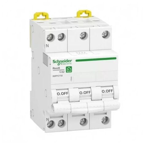 Schneider R9PFC732 Interruptor automático modular Resi9 XP - 3P+N - 32A - Curva en C - Combinable