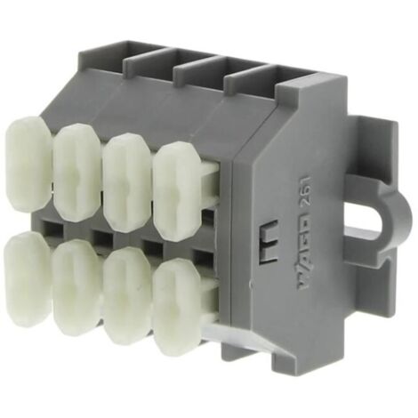 Wago 261-104 Regleta de bornes 4 polos con pulsador Ø2,5² 26A AWG 26-14