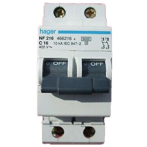 Hager NFN206 Interruttore automatico 2P 6/10kA 6A curva C