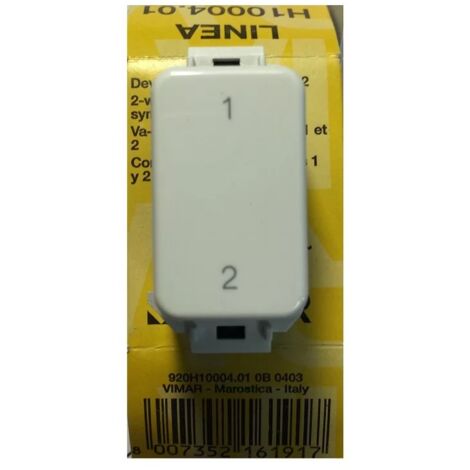 Vimar H1004.01 Deviatore - simbolo 1 e 2 - 1P 10AX 250V - bianco