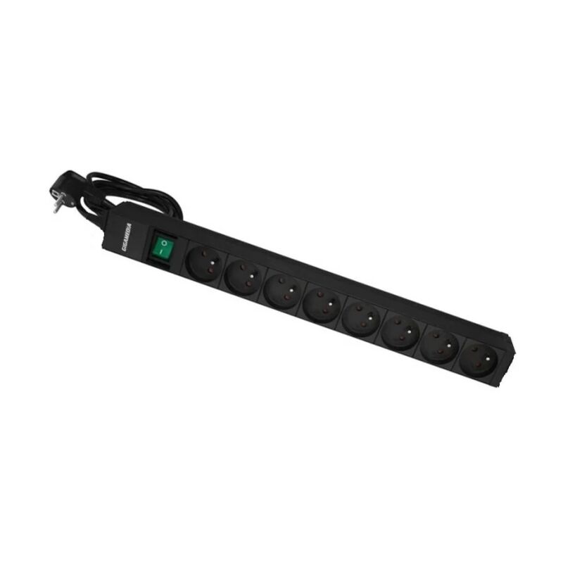 Gigamedia GGMB8PI 19' strip 8 UTE sockets with illuminated bipolar switch