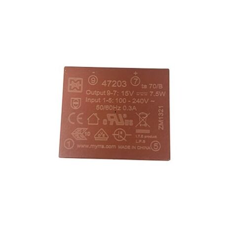 Myrra 47203 AC/DC Converter 7.5W 85/265VAC Ualim: 120/370VDC 82% PCB