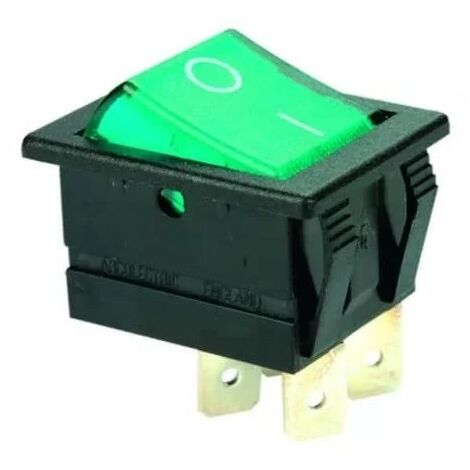 Arcolectric C1553AL Green illuminated switch on/off 2 positions 16A 250V