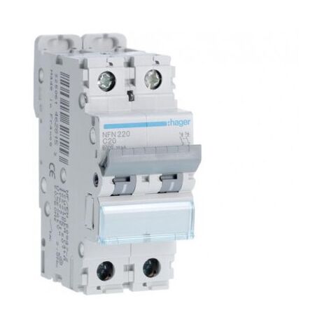Hager NFN220 Circuit breaker 2P 20A curve C