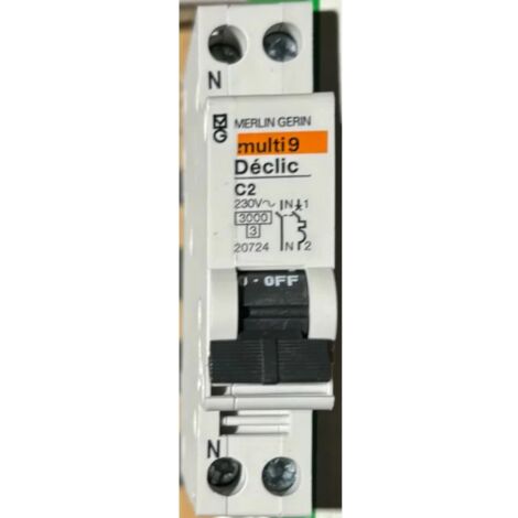 MERLIN GERIN 20724 Interruptor automático modular Multi 9 - Déclic - 1 polo + N - 2 A - curva C