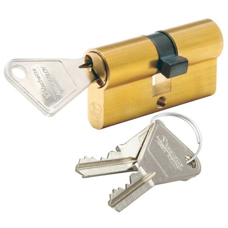 Vachette V5 7100 Cylindre 2 entrées Laiton 40x45 - 3 clefs - Vis de 60