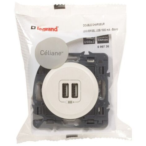Legrand 099736 Double USB Socket 1500 mA - White - Modular