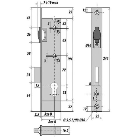 Assa Abloy 2264.45.0 Single-point roller lock with one key turn - 30 mm ...