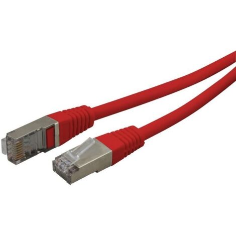 FTP shielded RJ45 Cat.6 network cable 1.00m Copper - Red - 33508