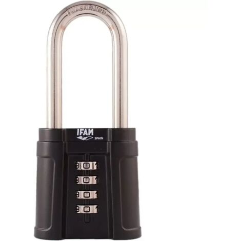 IFAM 051820 Vorhängeschloss Black Force - 4-stelliger Code - Hoher Bügel