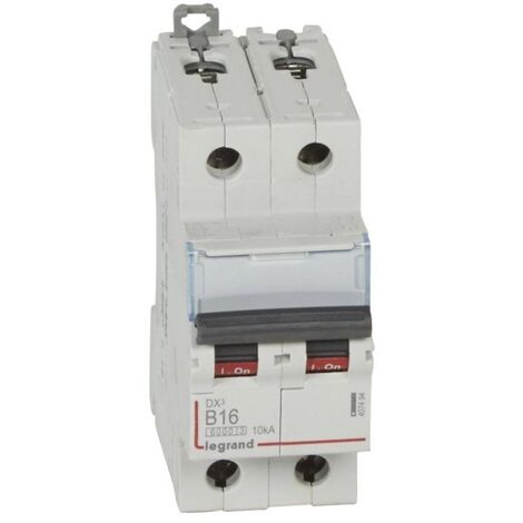 Legrand 407494 Disjoncteur dx≥ 6000 - vis/vis - 2P 230/400V 16A 10kA - Courbe B - Protect Départ