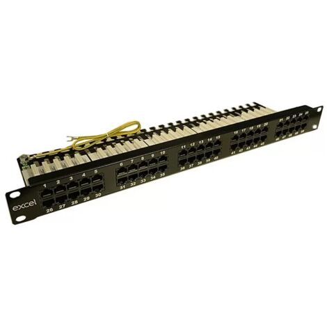 Excel 100-464 50-Port RJ45-Telefonpanel 3 Paare 1U schwarz