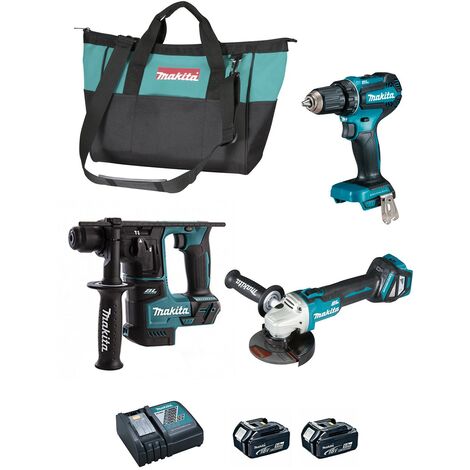 MAKITA Kit DLX3179TX1 (DDF485 + DHR171 + DGA511 + 2 x 5,0 Ah + DC18RC ...