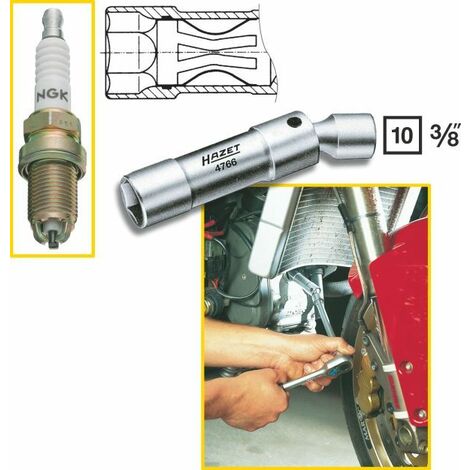 Hazet Zündkerzen-Schlüssel - Vierkant hohl 10 mm (3/8 Zoll) - Außen-Sechskant Profil ...