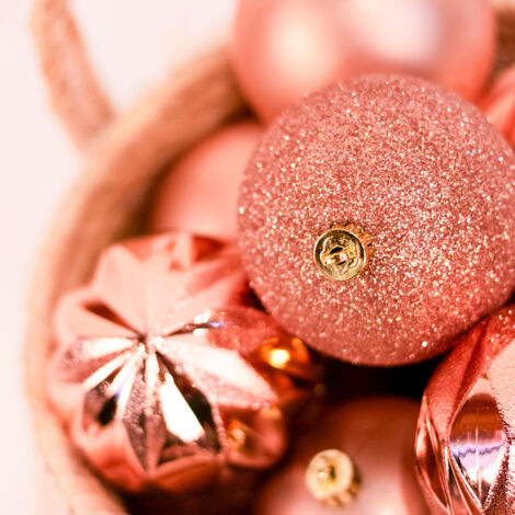 SET 16 BOLAS NAVIDAD ROSA GOLD 8 CM