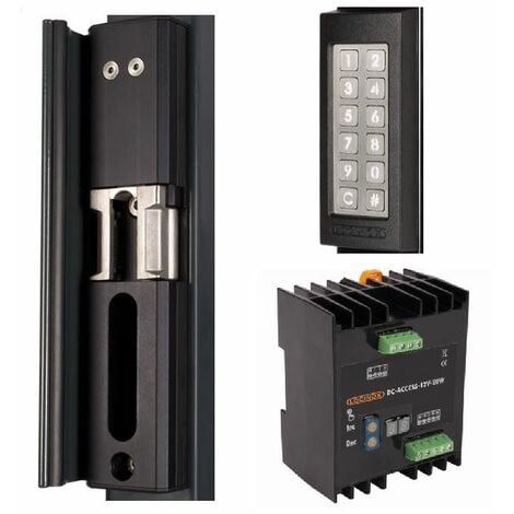 Kit clavier à code noir SLIMSTONE avec gâche et alimentation. - LOCINOX