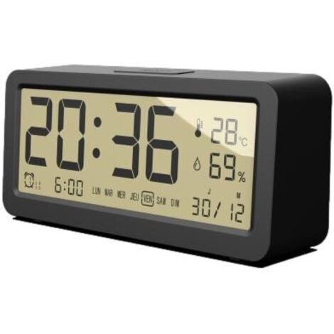 Reveil digital black affichage thermometre/humidite Evoom EV312668