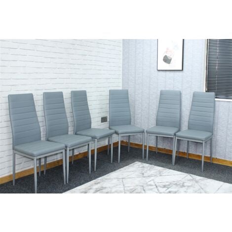 Leather Dining Chairs Set of 6 Grey Kitchen Chairs