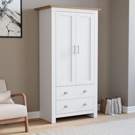 2-Door Bedroom Wardrobe with Hanging Rail, Shelves & Drawers – Space ...