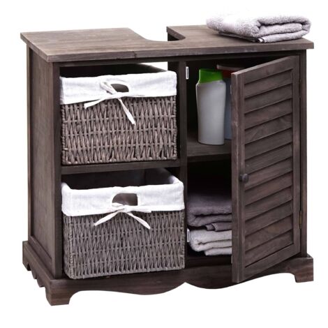 Meuble de salle de bains sous-lavabo en bois massif shabby chic HHG-672 ...
