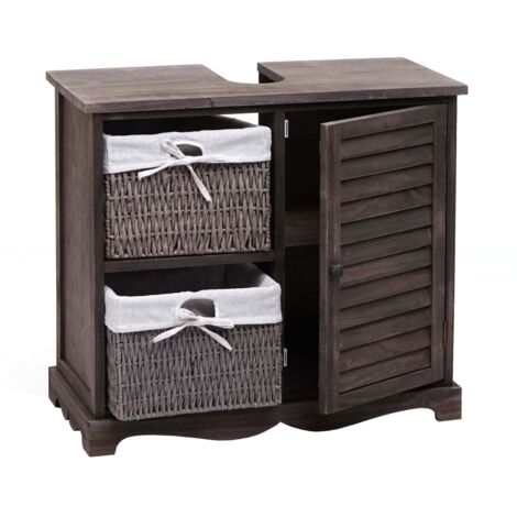 Meuble de salle de bains sous-lavabo en bois massif shabby chic HHG-672 ...
