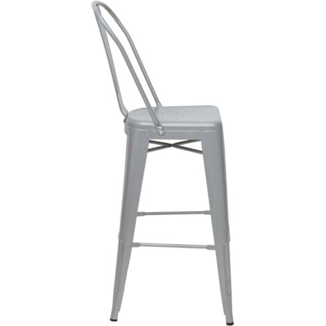 Chaise haute pour ilot de cuisine metallique style bistrot gris x4 ...